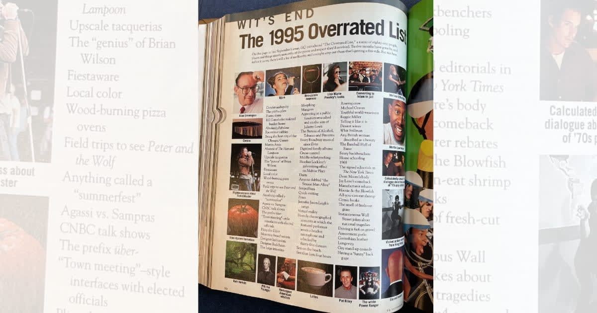 GQ’s 1995 list of ‘overrated’ things causes a stir 30 years later ...